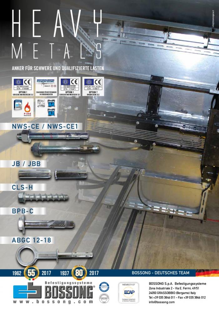 NEUER BOSSONG MECHANISCHE ANKER NWS-CE1 | Bossong - Befestigungssysteme